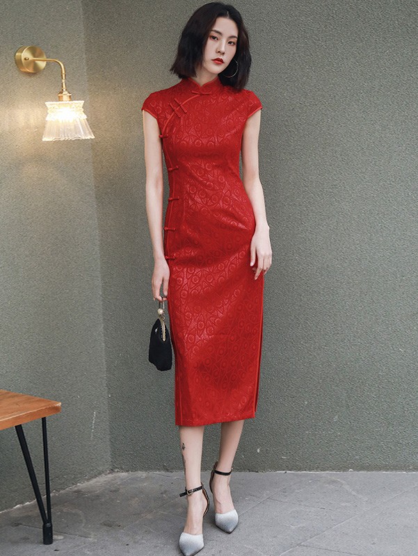Red Long Split Qipao / Cheongsam Wedding Dress Red Long Split Qipao / Cheongsam Wedding Dress